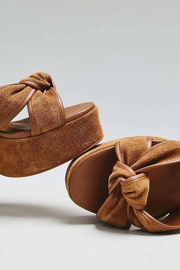 Maeve Knotted Suede Platform Sandals