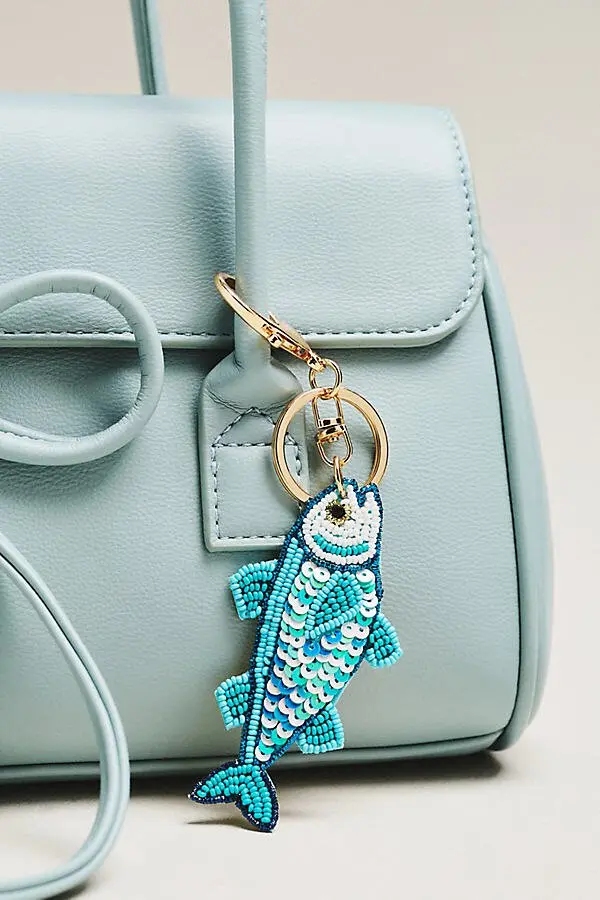 LISI LERCH Beaded Bag Charm - Blue Pattern