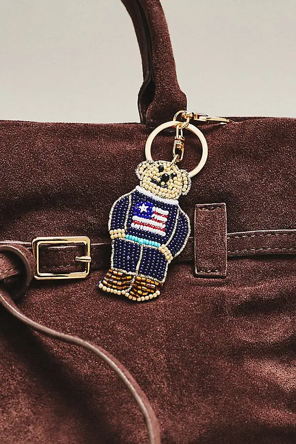 LISI LERCH Beaded Bag Charm - Brown Pattern