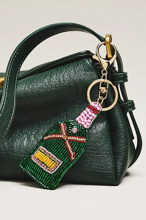 LISI LERCH Beaded Bag Charm - Green Pattern