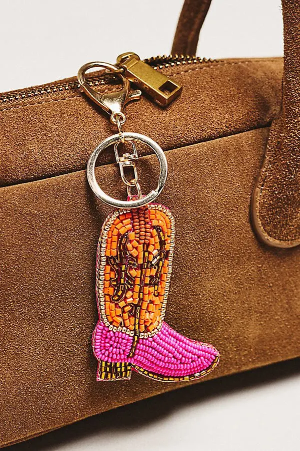 LISI LERCH Beaded Bag Charm - Orange Pattern