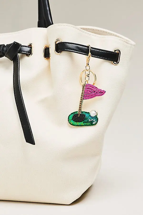 LISI LERCH Beaded Bag Charm - Pink Pattern