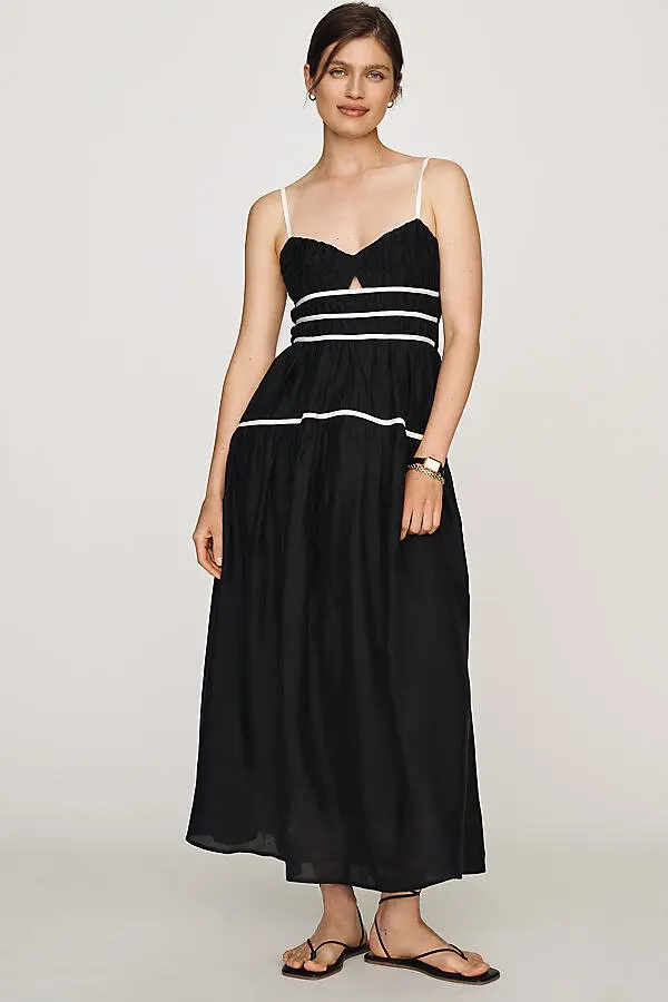 Moon River Piped Midi Dress