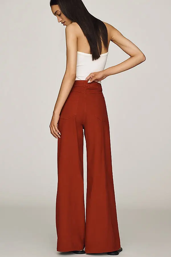 PILCRO Prted Lacework Wide-leg Pants