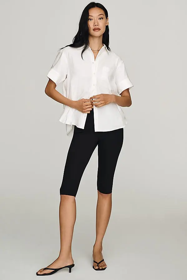Maeve Short-sleeve Shirt Top With Back Yoke Detail - White