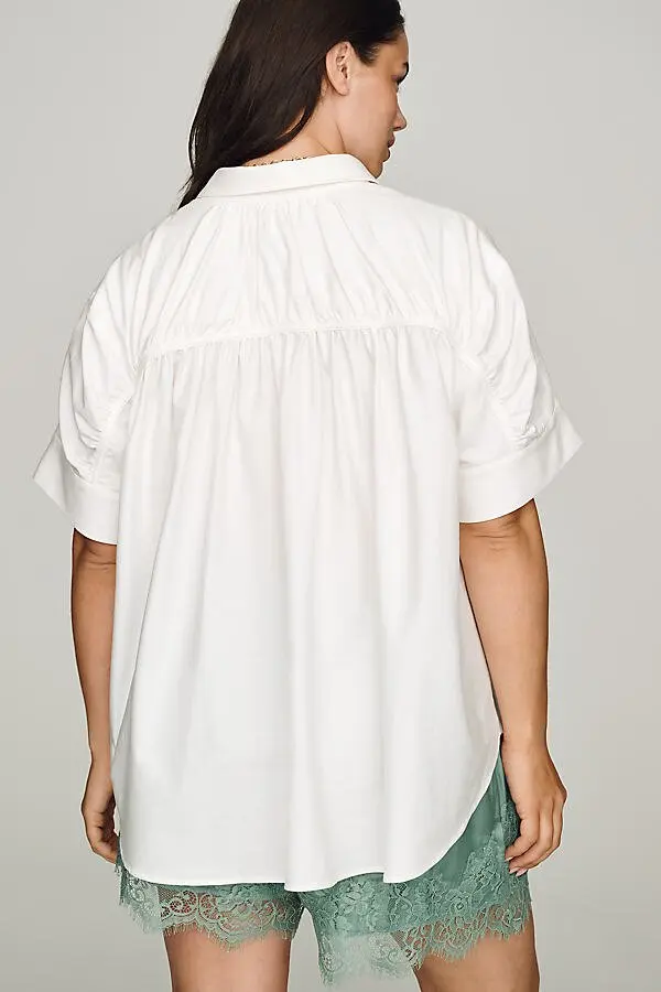 Maeve Short-sleeve Shirt Top With Back Yoke Detail - White