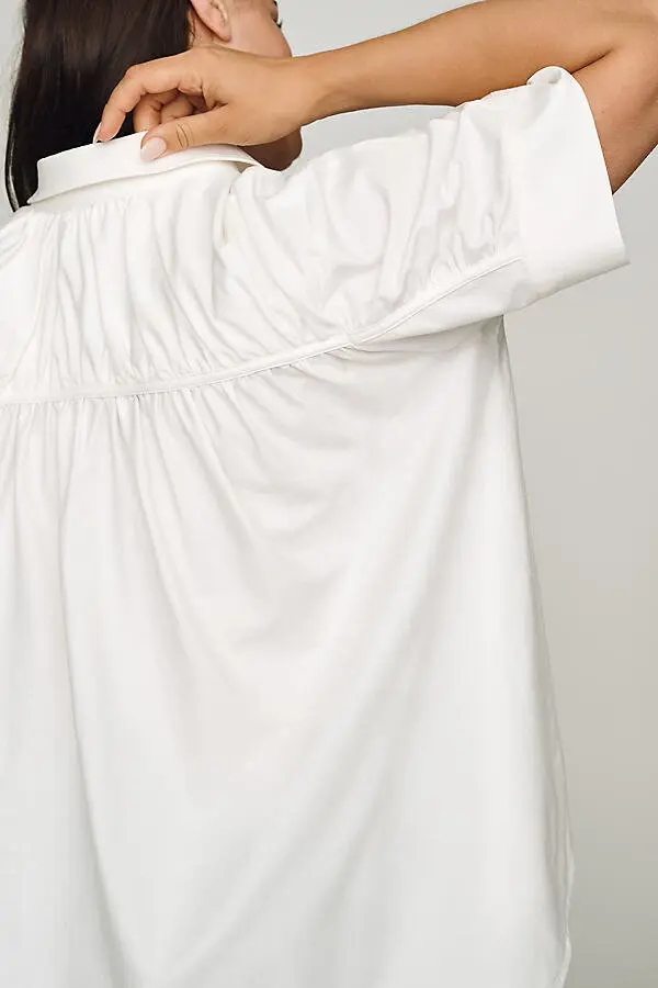 Maeve Short-sleeve Shirt Top With Back Yoke Detail - White
