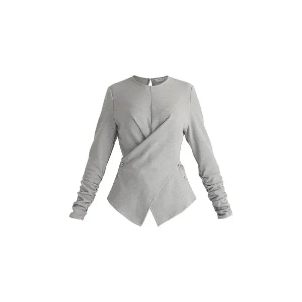 PAISIE Wrap Top With Ruched Sleeves
