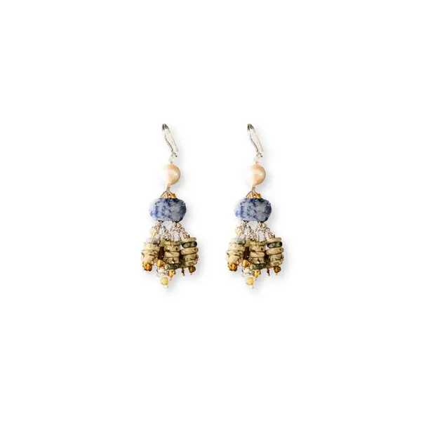 INARI JEWELLERY Blue / White Qing Lantern Earrings