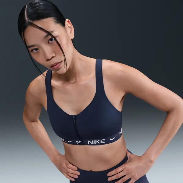Nike Indy High Support Padded Front-zip Sports Bra - Blue