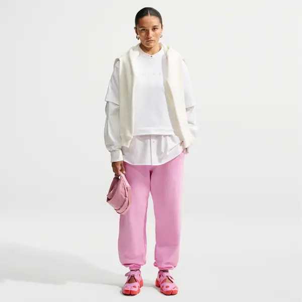 Nike Studio Fleece Lightweight Oversized High-rise Cuffed Pants - Pink