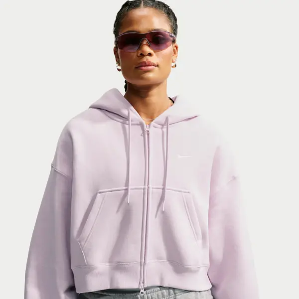 Nike Studio Fleece Oversized Full-zip Cropped Hoodie - Purple