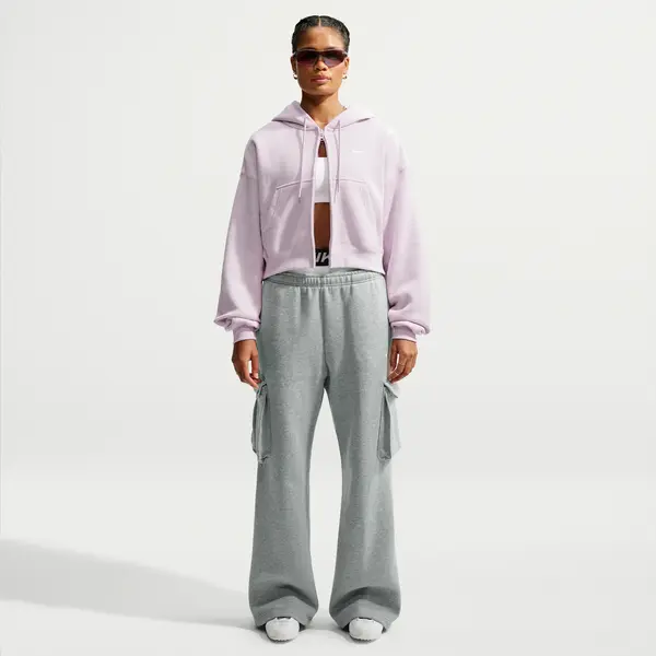 Nike Studio Fleece Oversized Full-zip Cropped Hoodie - Purple