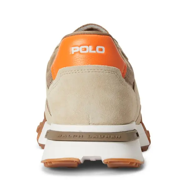 Ralph Lauren Eldridge Suede-paneled Lace-up Sneakers - Sepia/beige/orange