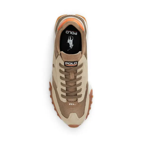 Ralph Lauren Eldridge Suede-paneled Lace-up Sneakers - Sepia/beige/orange