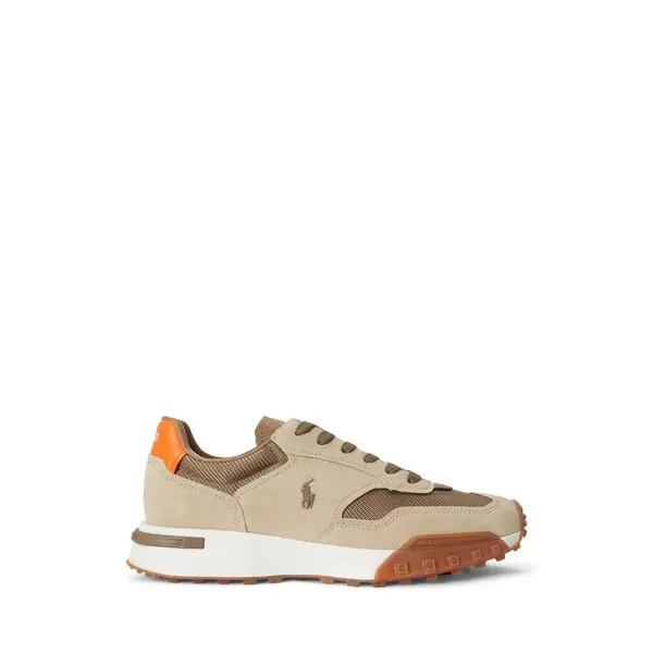Ralph Lauren Eldridge Suede-paneled Lace-up Sneakers - Sepia/beige/orange