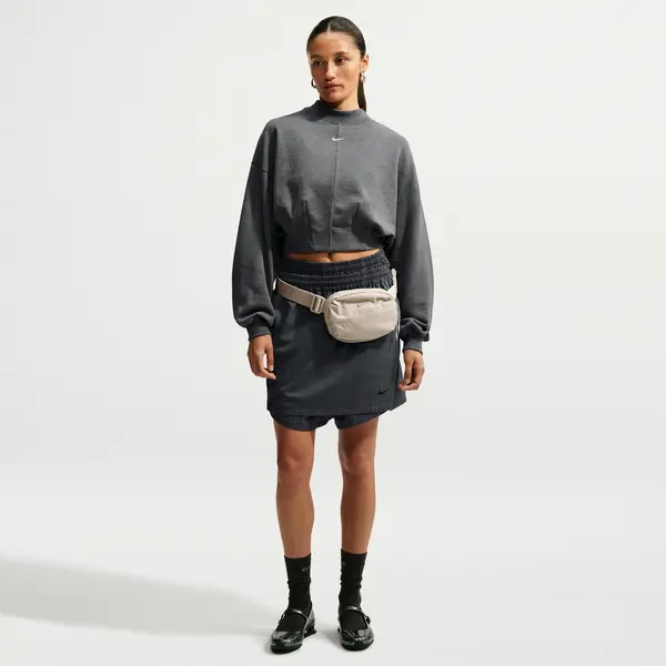 Nike Studio Fleece Lightweight Oversized Cropped Pleated Crew