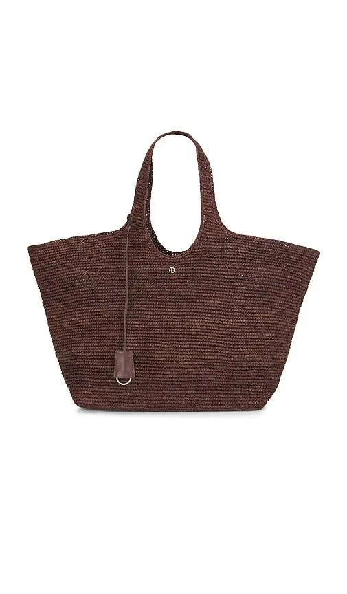 ANINE BING Lili Tote Raphia Bag In Brown - Dark Brown
