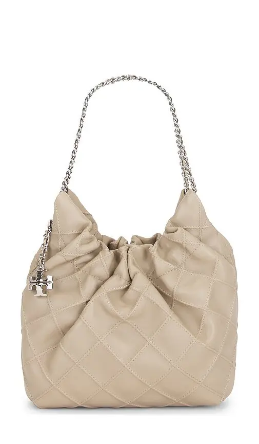 Tory Burch Fleming Mini Hobo Bag In Beige
