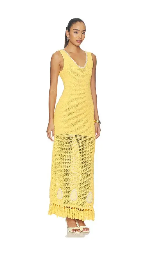 THE WOLF GANG Naia Crochet Maxi Dress In Yellow