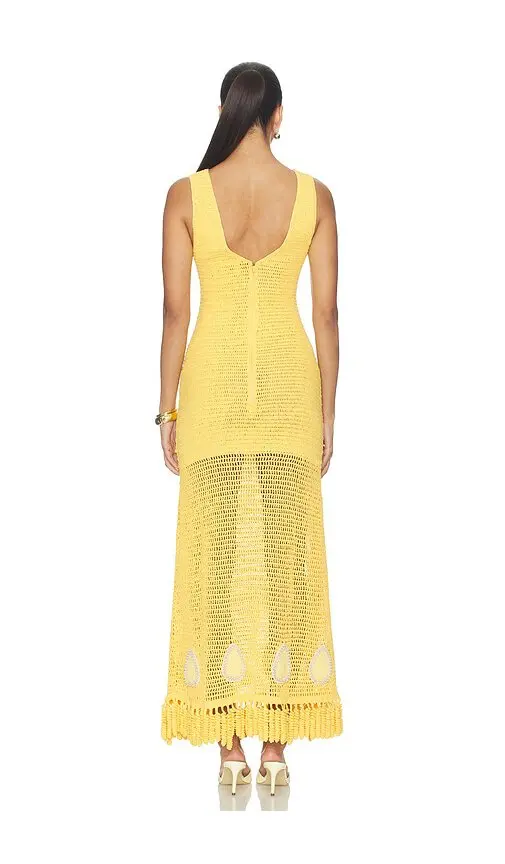 THE WOLF GANG Naia Crochet Maxi Dress In Yellow