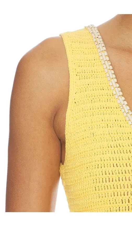 THE WOLF GANG Naia Crochet Maxi Dress In Yellow
