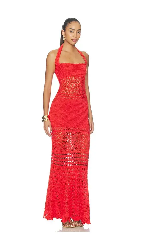 Retrofete Peggie Crochet Dress In Red