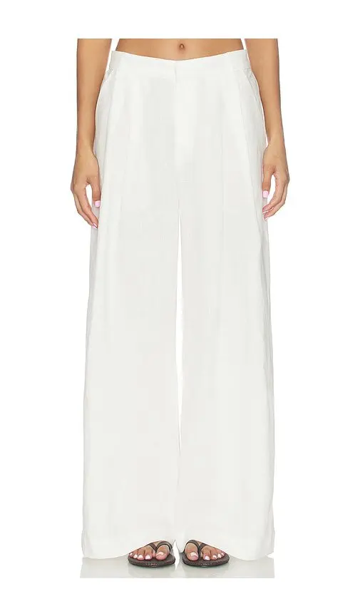 Enza Costa Linen Easy Trouser In White - Undyed