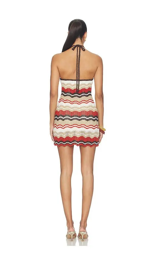 RUNAWAY THE LABEL Vernanza Halter Knit Mini Dress In Orange