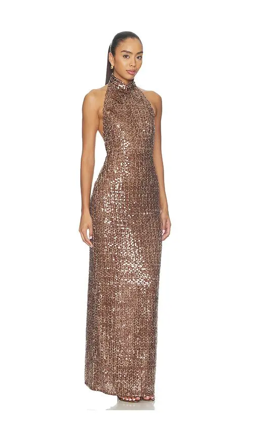 SAU LEE Gracie Sequin Dress In Brown
