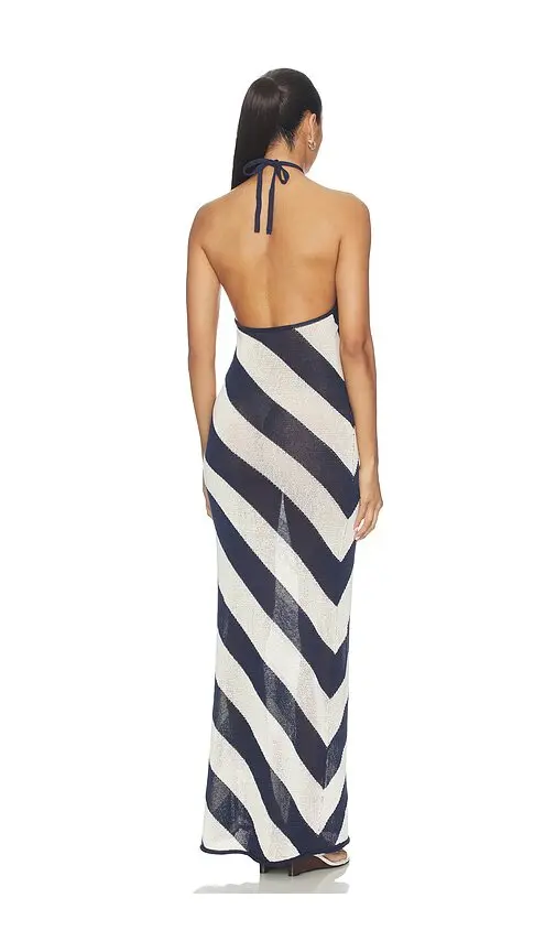 SEROYA Dree Knit Maxi Dress In Navy,cream