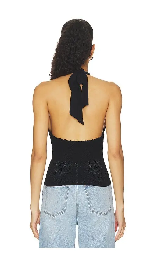 Alice + Olivia Pearl Pointelle Tie Back Halter Top