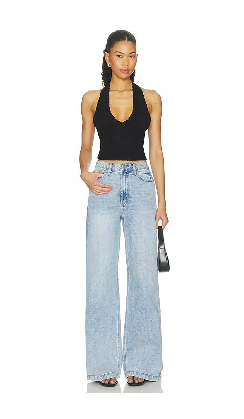 Alice + Olivia Pearl Pointelle Tie Back Halter Top