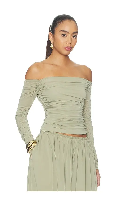 Ronny Kobo Ruched Off-the-shoulder Top
