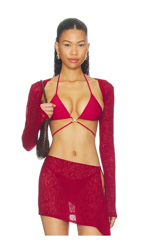 LOVEWAVE The Kimchi Shrug Top In Burgundy