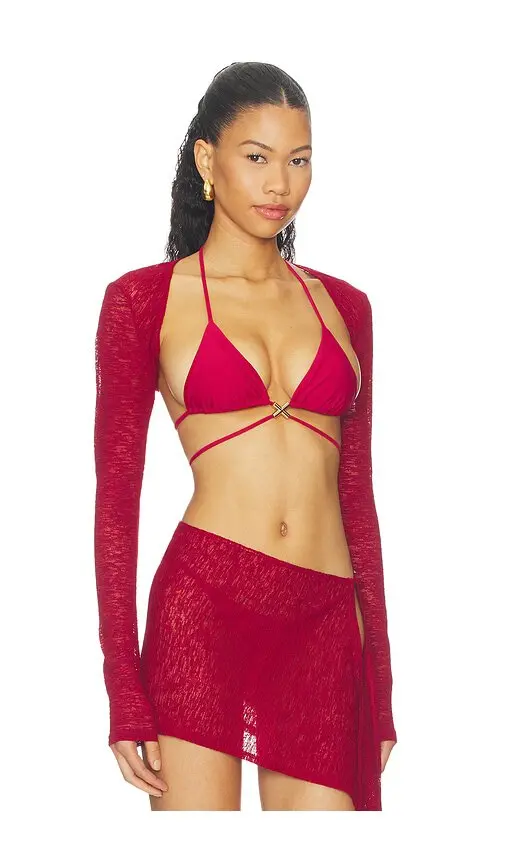 LOVEWAVE The Kimchi Shrug Top In Burgundy