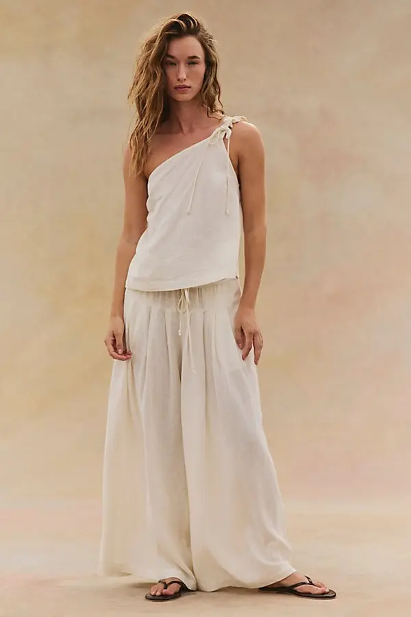 Free People Sandshell Linen Sahara Pant Set - Moonglow
