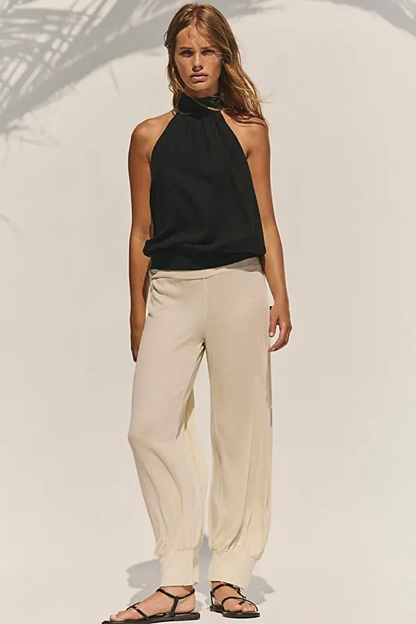 Free People Sandshell Linen Rosie Top - Black