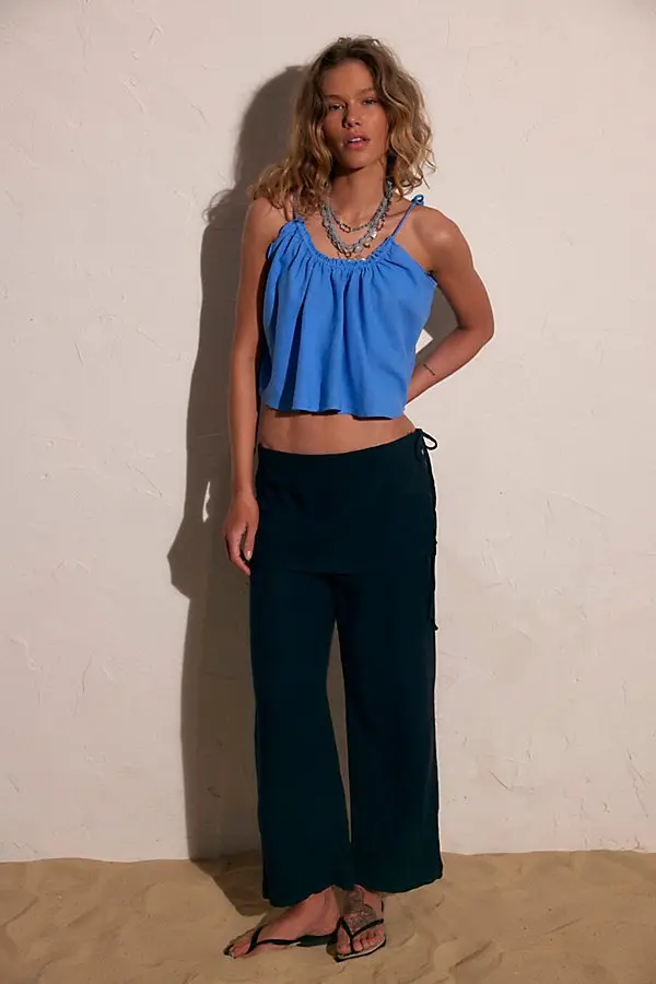Free People Sandshell Linen Orly Tank