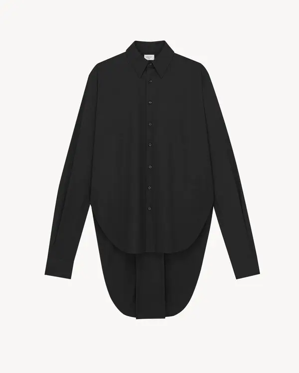 Saint Laurent High-low Shirt In Cotton Poplin