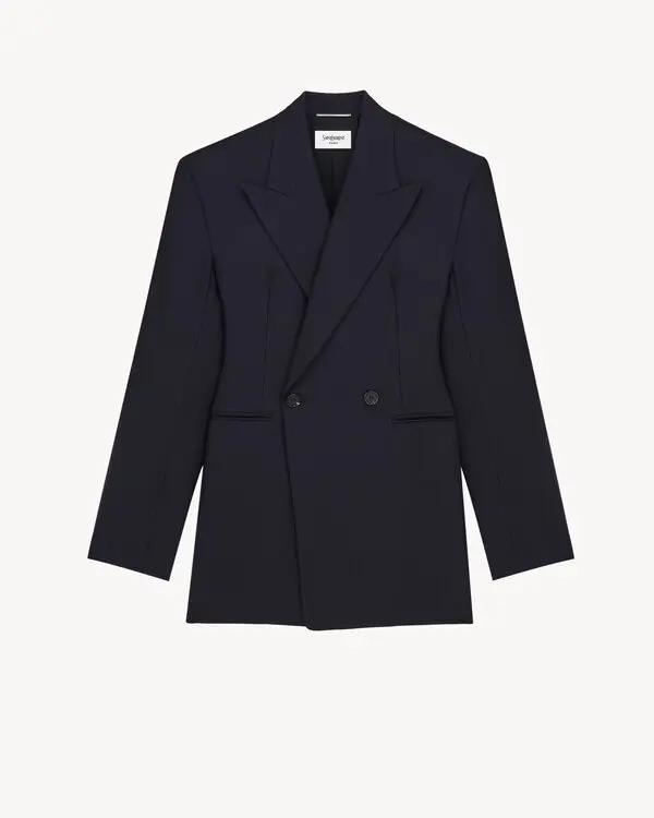 Saint Laurent Double-breasted Jacket In Felted Wool Gabardine