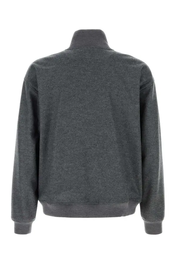 JIL SANDER Grey Wool Zip-up Jacket - Gray
