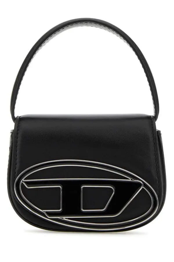DIESEL® 1dr Xs Leather Handbag With Silver Tone Logo - Black