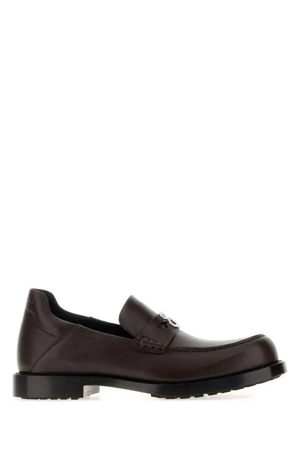 Balenciaga Leather Loafers With Horsebit Detail - Brown