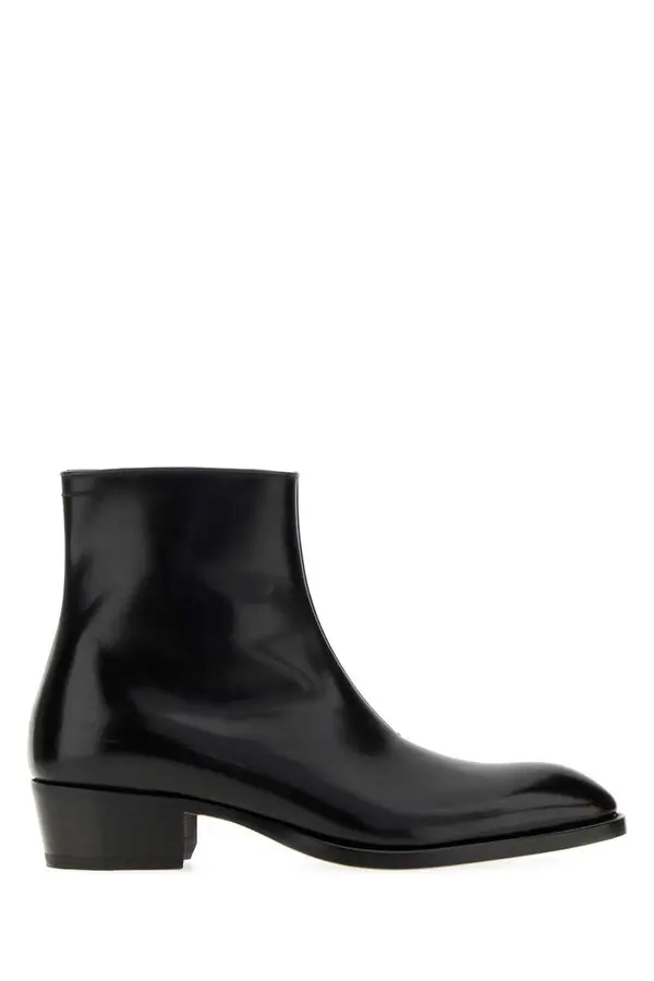 TOM FORD Leather Ankle Boots - Black