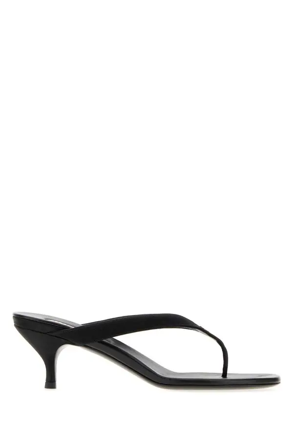 Miu Miu Satin Thong Slippers - Black