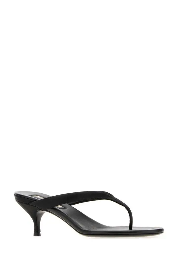 Miu Miu Satin Thong Slippers - Black