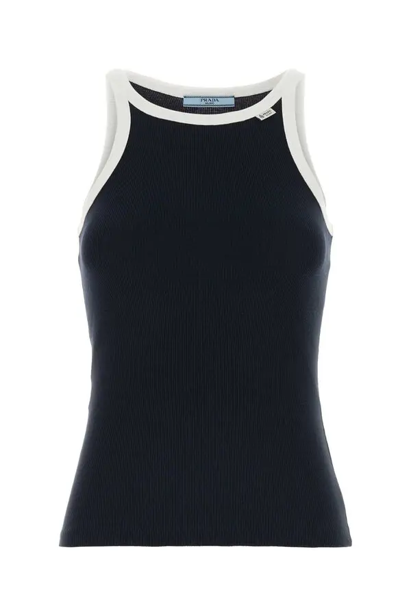 Prada Navy Cotton Tank Top - Blue