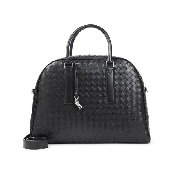 Bottega Veneta Intrecciato Leather Handbag With Silver-toned Hardware - Black