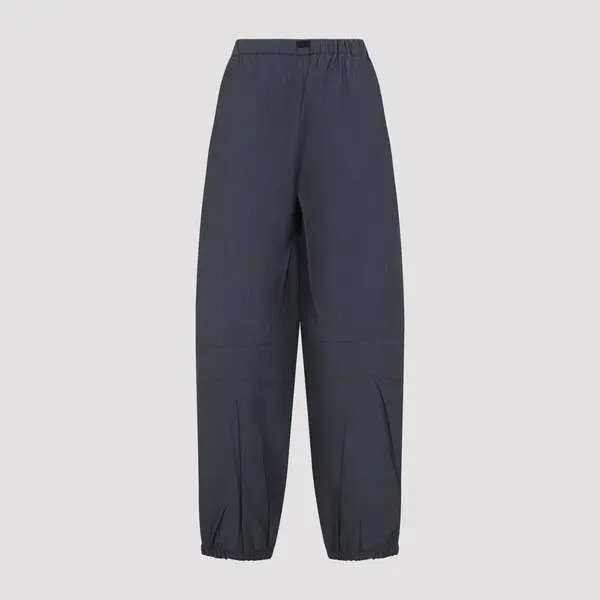 Prada Wool Pants With Elasticated Cuffs And Drawstring Waistband - Blue